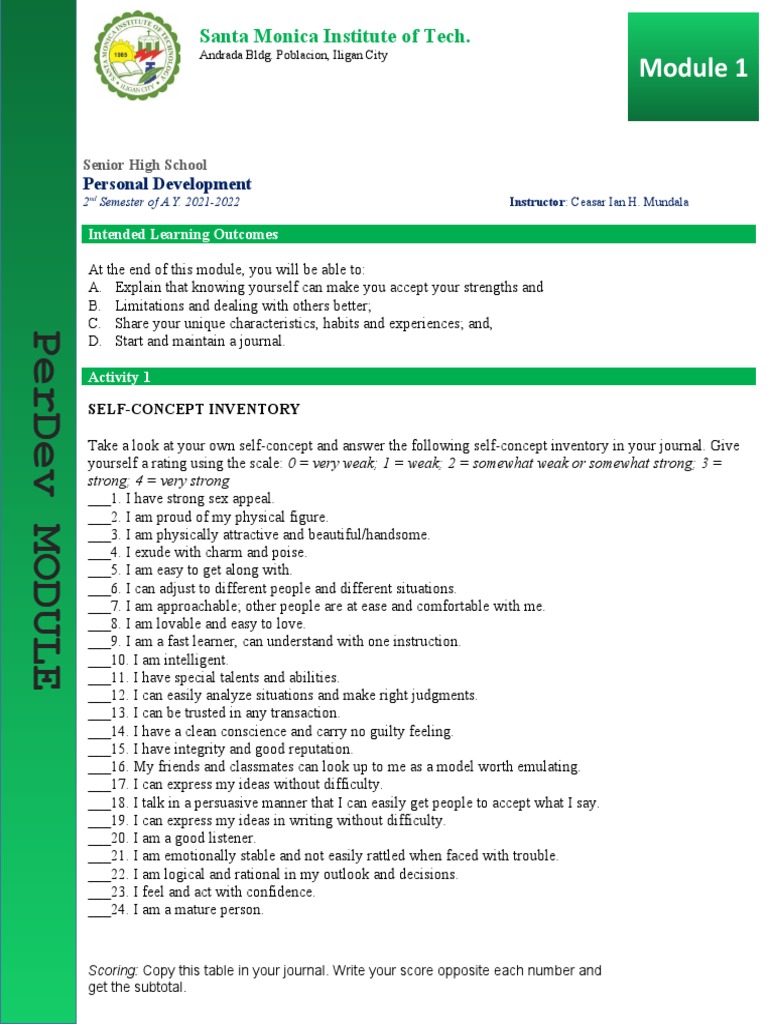 Santa Monica Institute of Tech.: Personal Development | PDF | Self ...