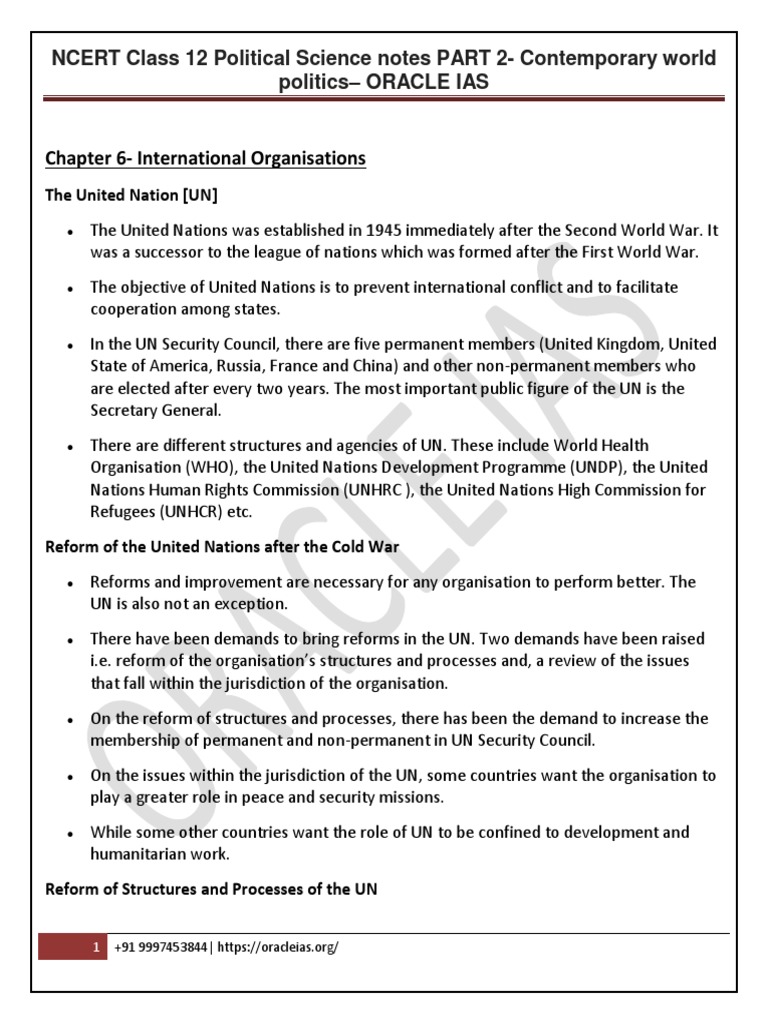 NCERT - Class12 - Polity - Notes-Contemporary World Politics - Part 2 ...
