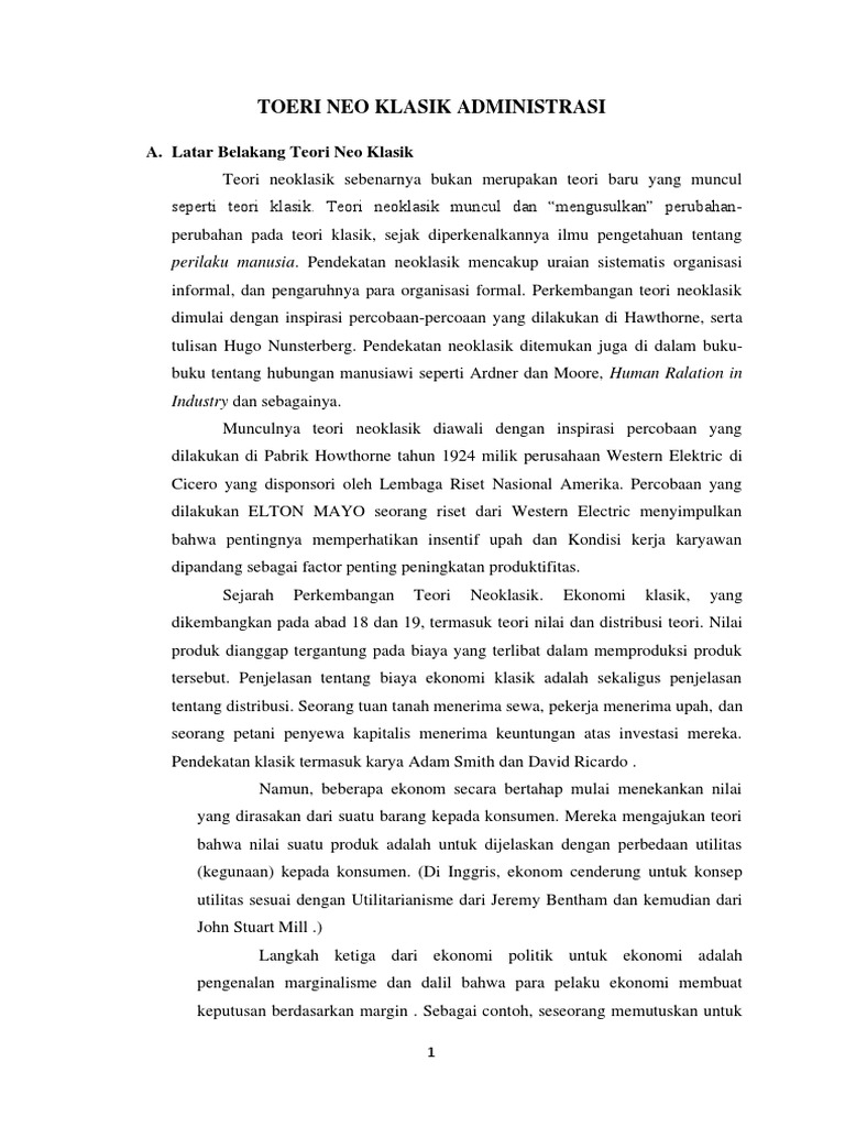 Teori Neo Klasik Pdf