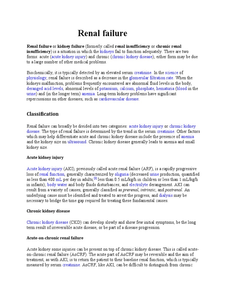 Renal Failure | PDF | Kidney | Chronic Kidney Disease