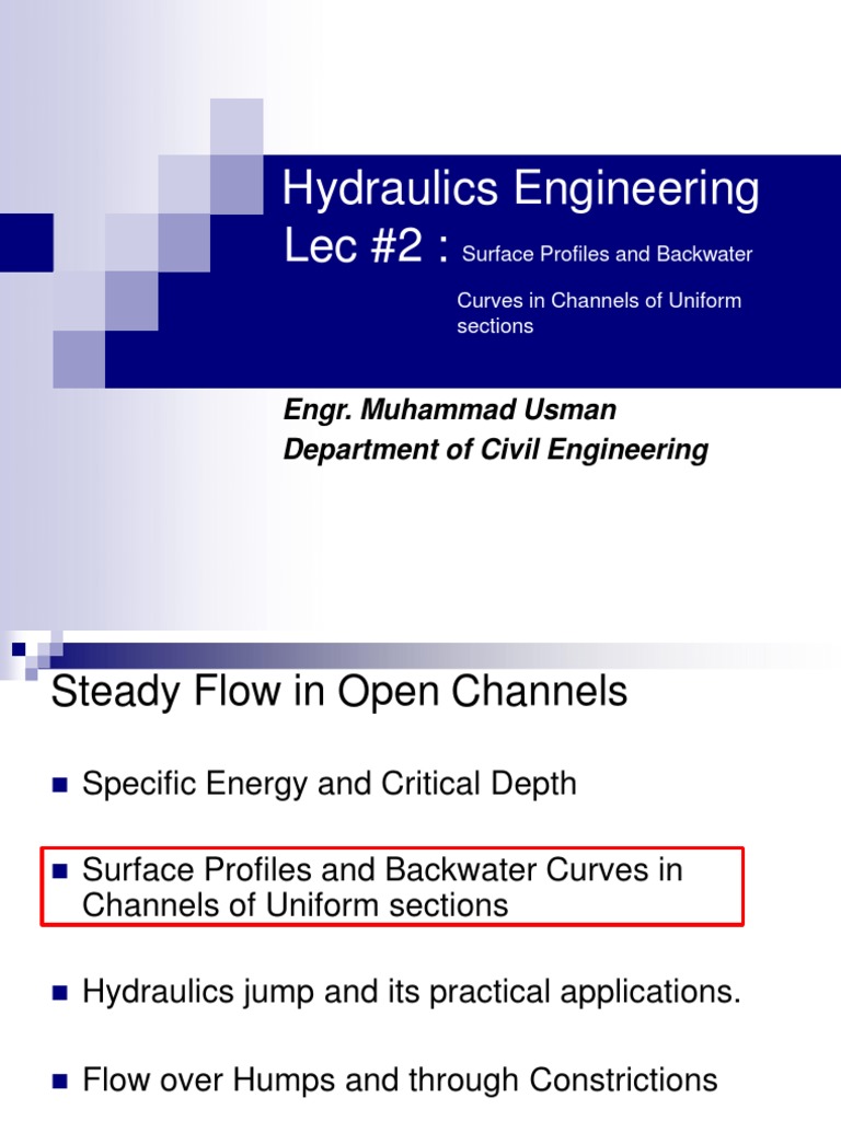 Backwater Profiles in Open Channels | PDF | Fluid Mechanics | Chemical ...