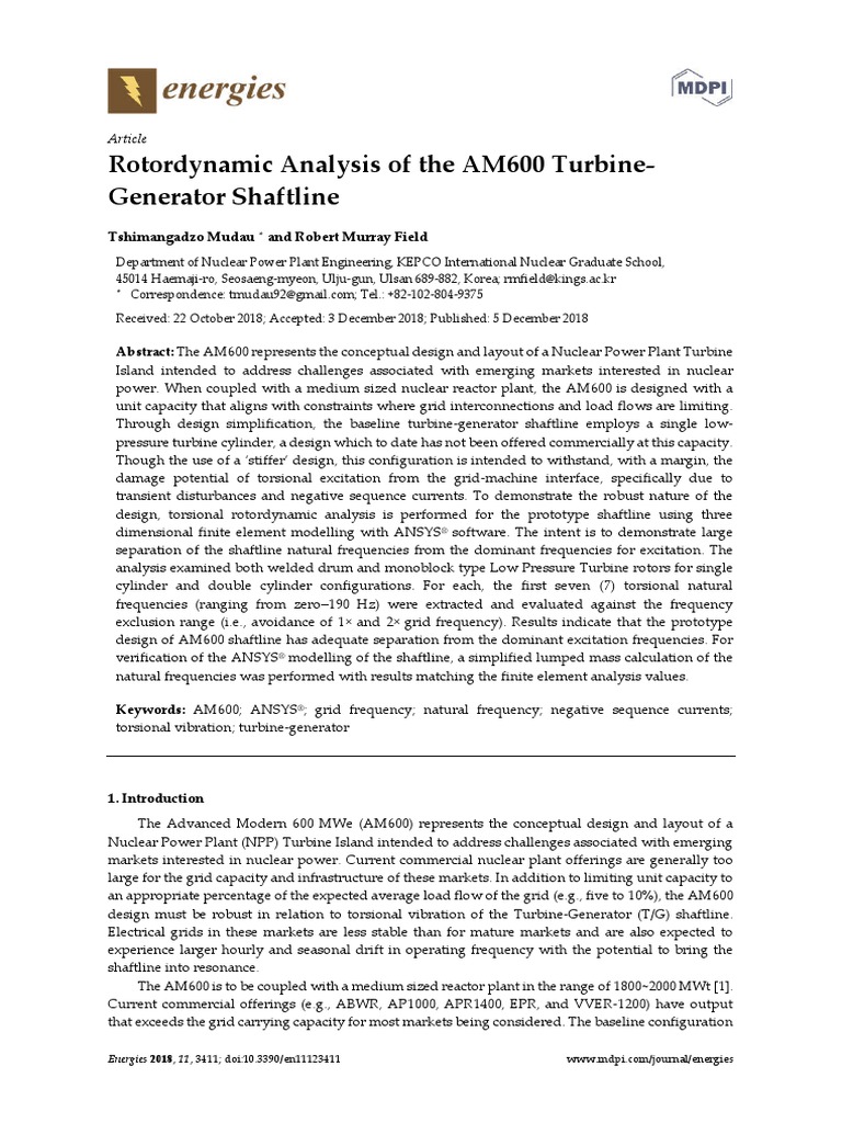 Rotordynamic Analysis of The AM600 Turbine-Generator Shaftline | PDF | Finite Element Method ...