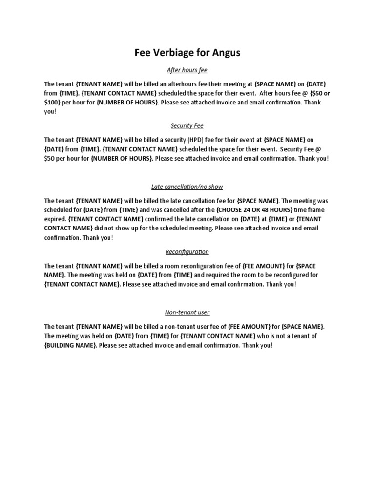Fee Verbiage For Angus | PDF