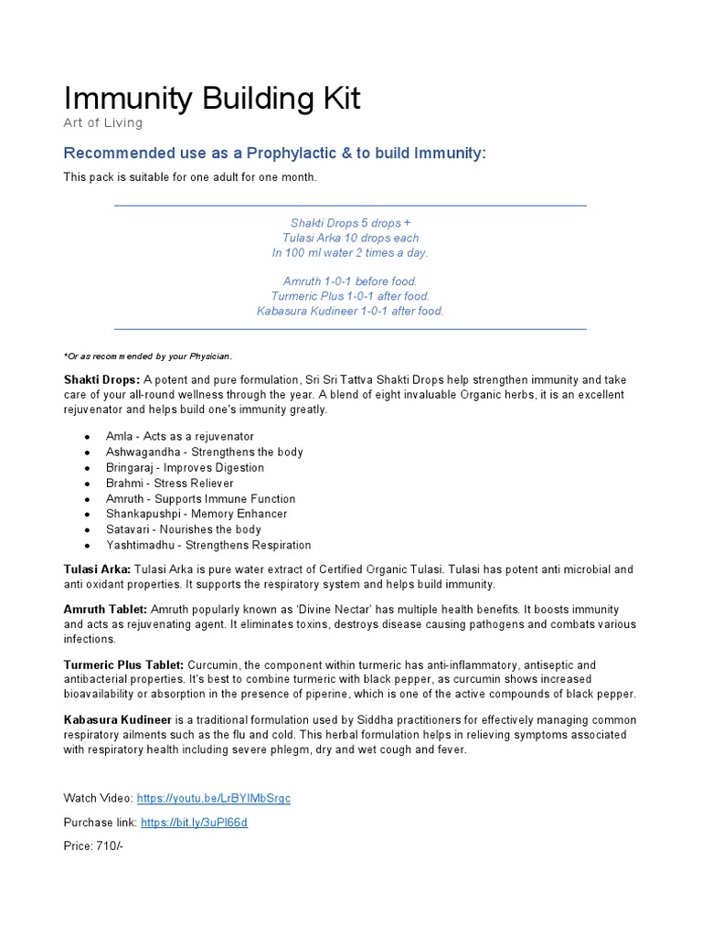 Immunity Building Kit: Recommended Use As A Prophylactic & To Build ...