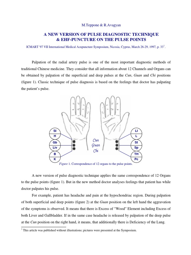 New Version of Pulse Diagnostic Technique & EHF-Puncture On The Pulse ...