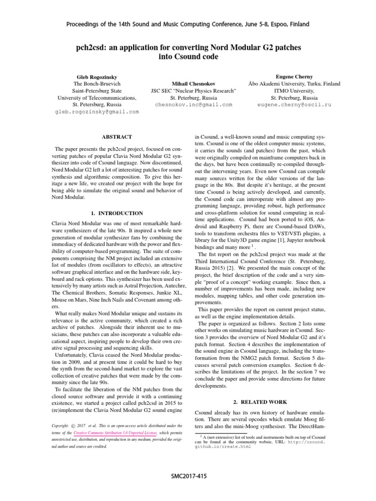 Sound and Music Computing Conference | PDF | Synthesizer | Filter ...