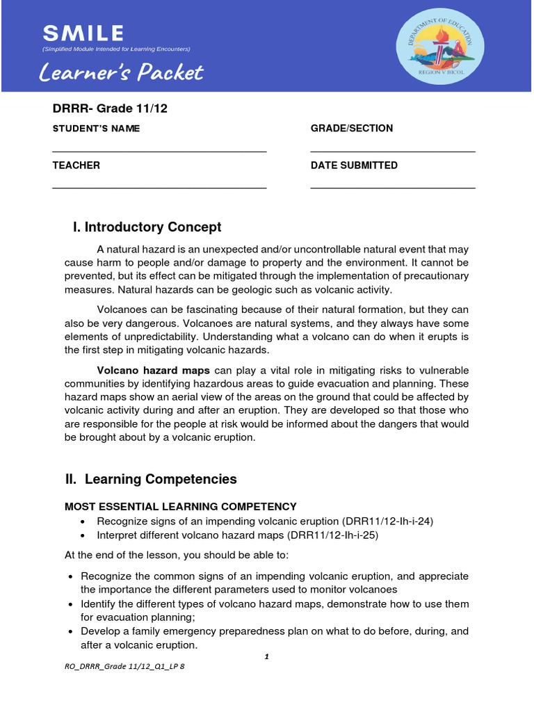 DRRR-Grade 11/12: I. Introductory Concept | PDF | Volcano | Types Of ...