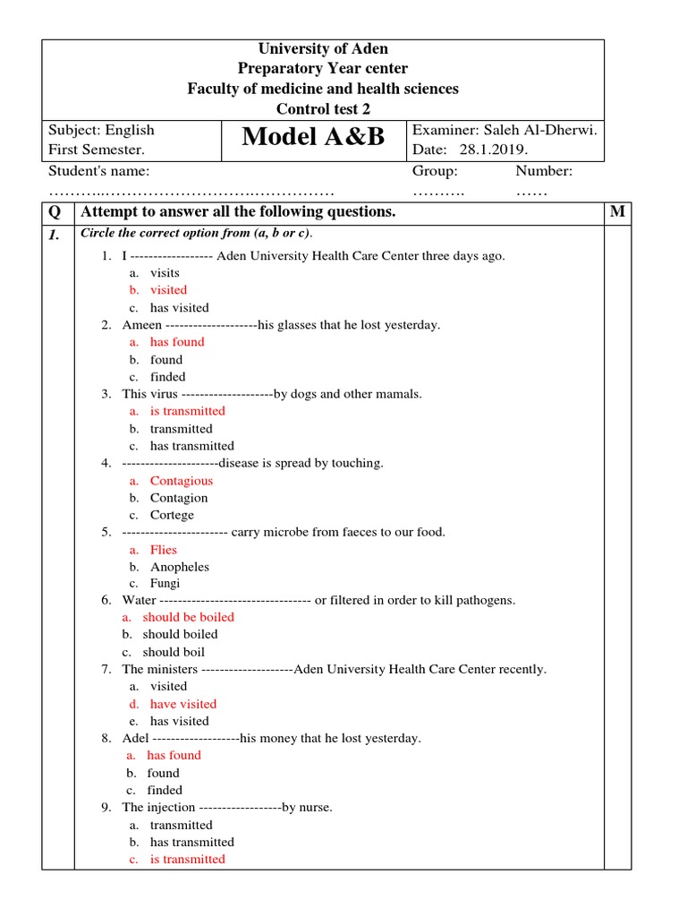 Answer Key | Download Free PDF | Infection | Hiv/Aids