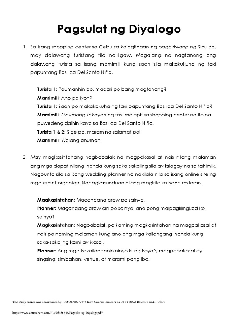 Pagsulat NG Diyalogo PDF | PDF