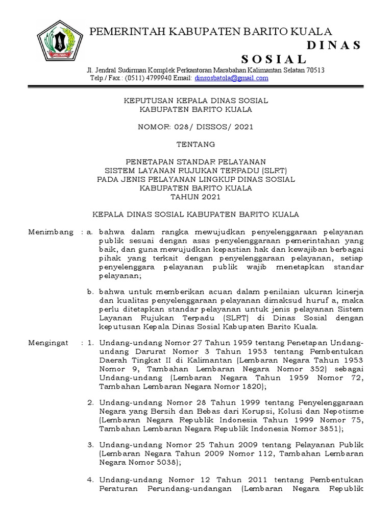 SK Standar Pelayanan SLRT | PDF
