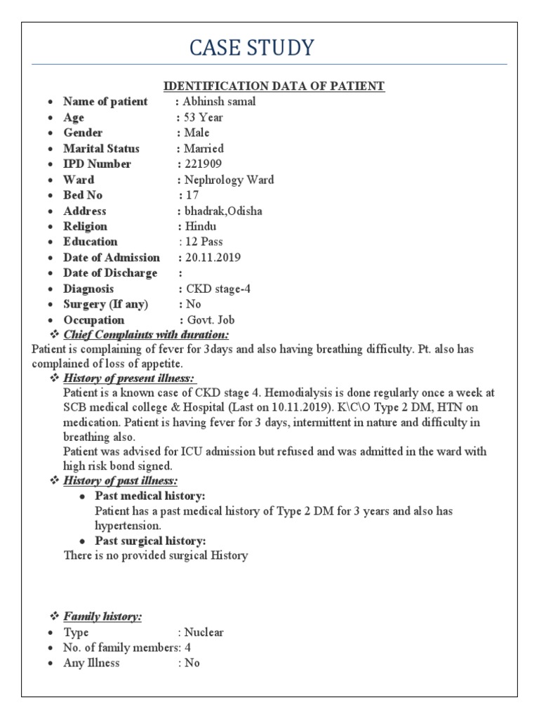 Nephro Case Study | PDF | Chronic Kidney Disease | Health Sciences