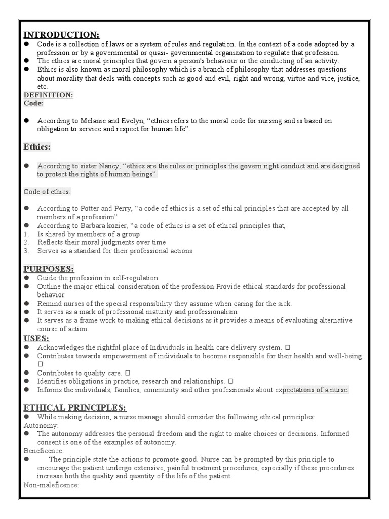 Code of Ethics of INC AND ICN | PDF | Nursing | Morality