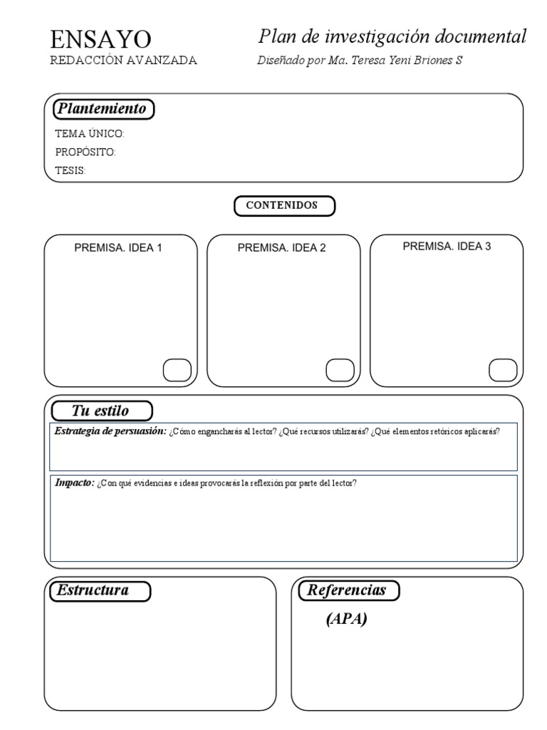 Organizador Grafico - Plan de Redaccion de Un Ensayo | PDF | Ensayos ...