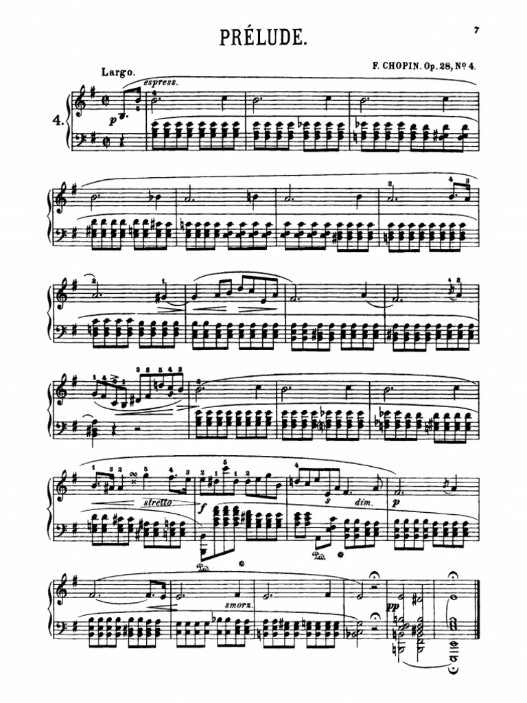 Chopin - Prelude in E Minor (Op. 28 No. 4) | PDF