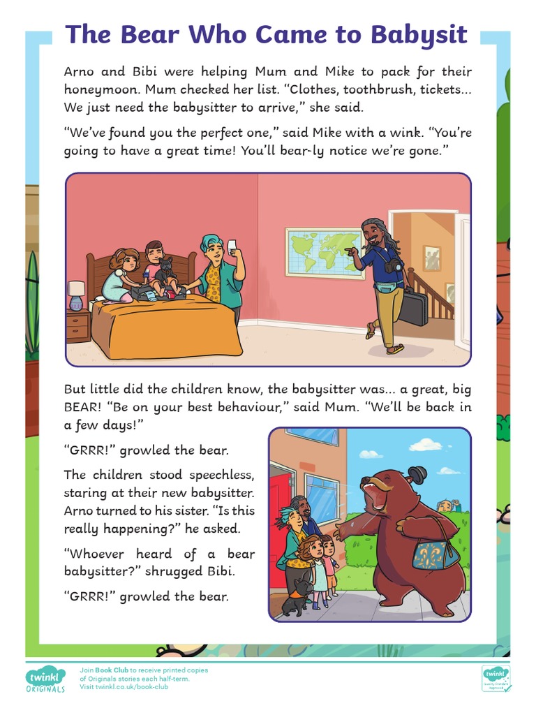 The Bear Who Came To Babysit Differentiated Reading Comprehension ...