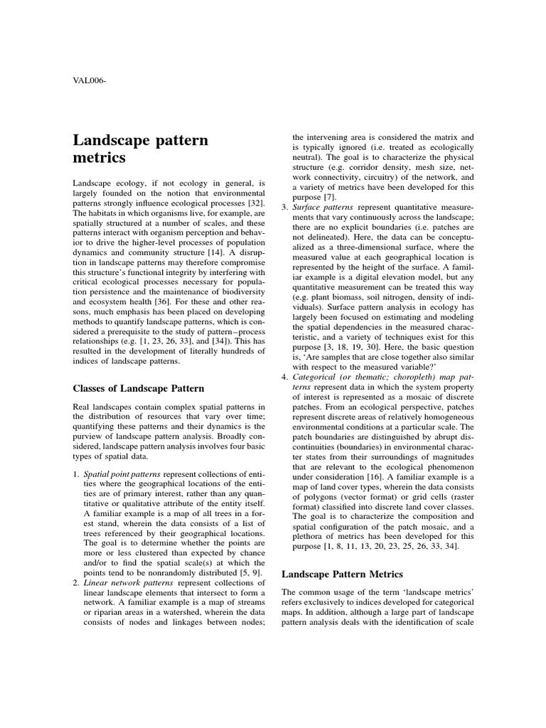 Landscape Pattern Metrics | PDF | Ecology | Spatial Analysis