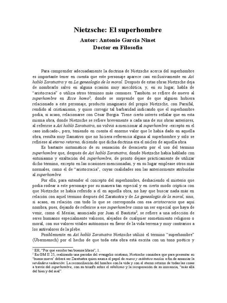 Nietzsche El Superhombre | PDF