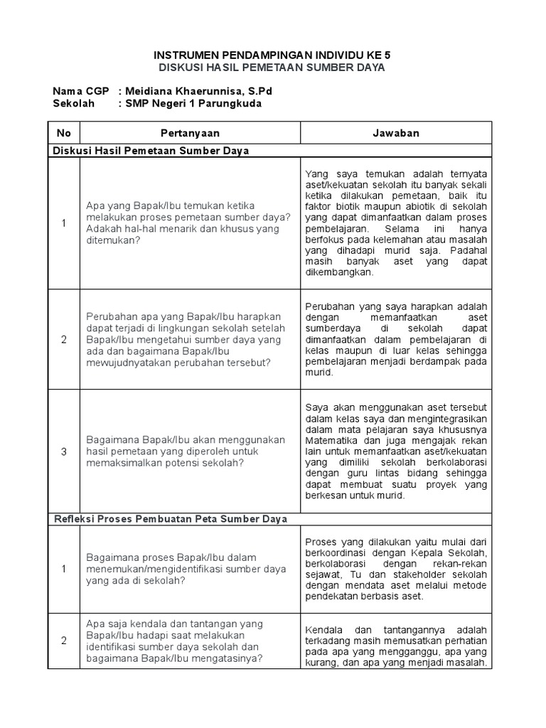 Instrumen Pendampingan Individu Ke 5 | PDF