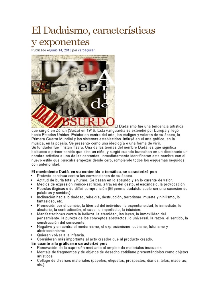 Dadaísmo: Origen y Características | PDF | Las artes | Estética