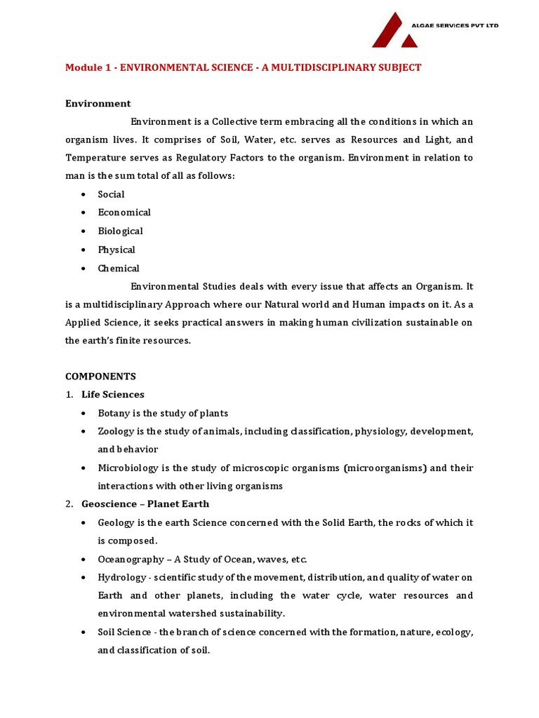 Environment: Module 1 - Environmental Science - A Multidisciplinary ...