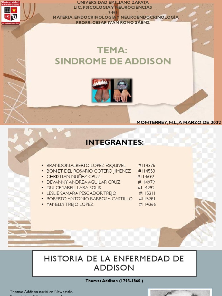 Presentación Sindrome de Addison | PDF | Glándula suprarrenal ...