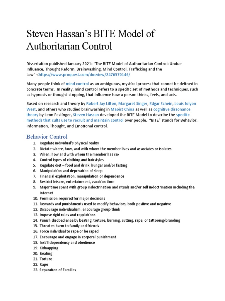 BITE Model: Components of Control | PDF | Psychology | Psychological ...