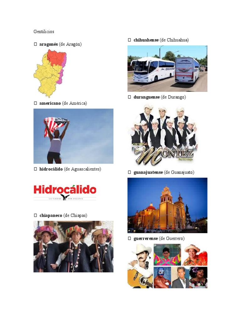 Gentilicios Y PATRONIMICOS IMAGENES | PDF