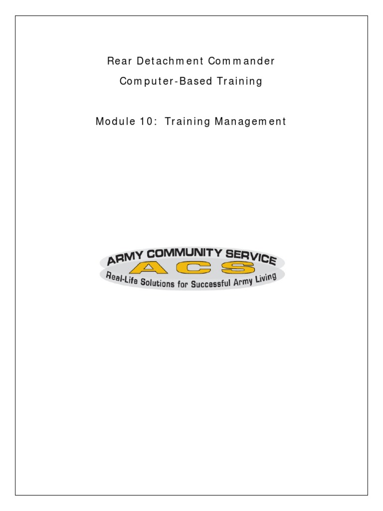 Rear Detachment Training Mgmt | PDF | Army | Leadership