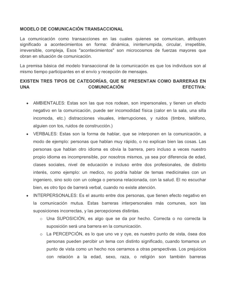 Modelo Transaccional de Comunicación | PDF | Percepción | Comunicación