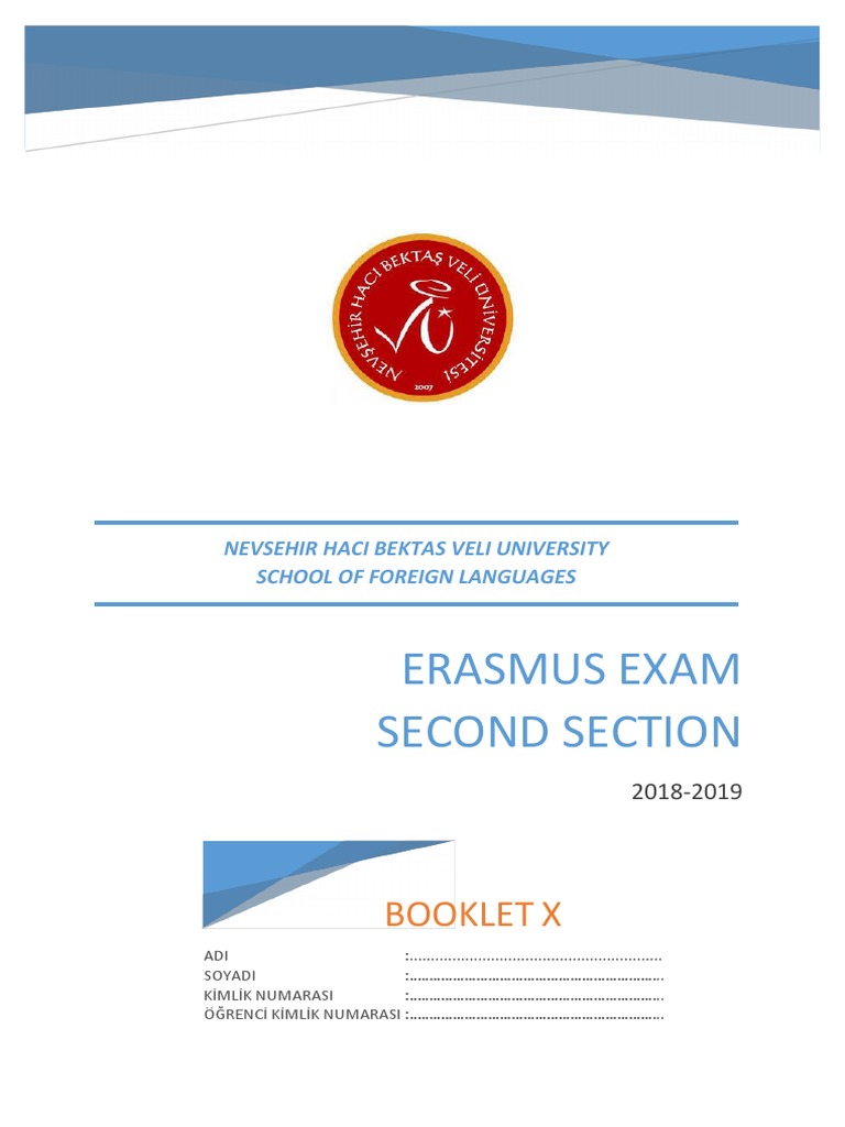 Sample Erasmus Exam Booklet Second Section | PDF