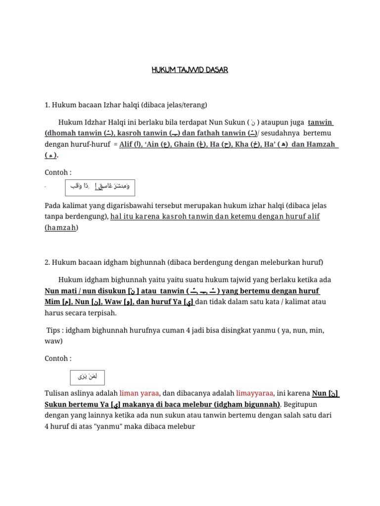 Hukum Tajwid Dasar | PDF