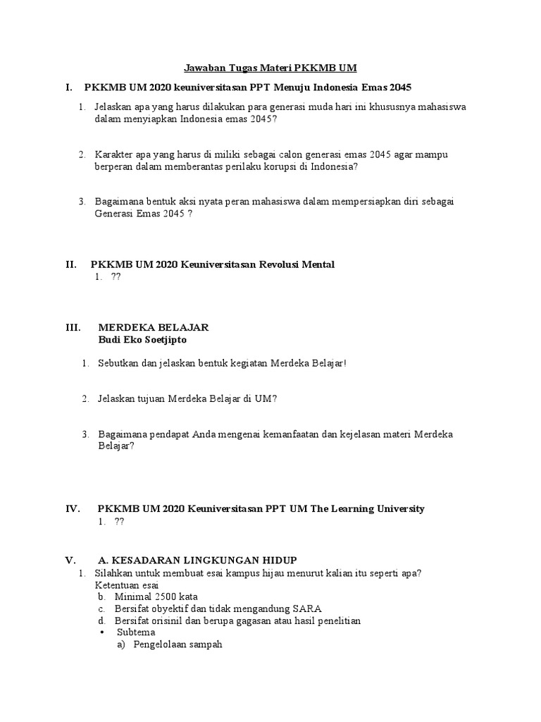 Tugas Materi PKKMB UM | PDF