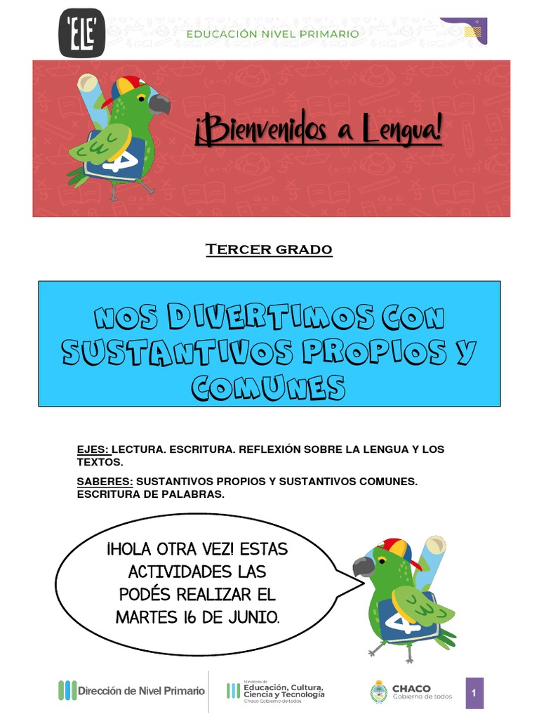 Hoja De Trabajo De Sustantivos Comunes Y Propios De Tercer Grado