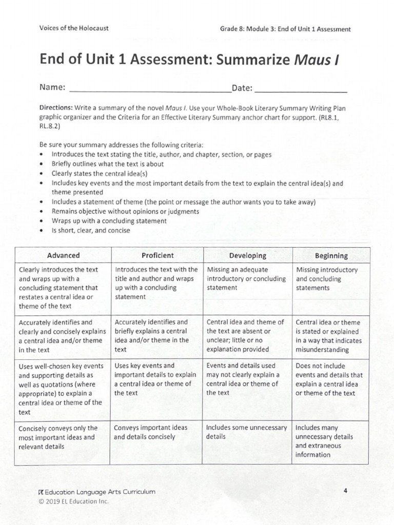 Summary Rubric 1 | PDF