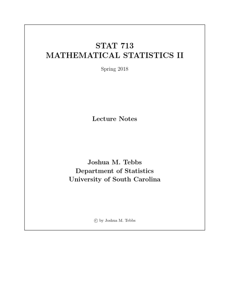 Mathematical Statistics II Lecture Notes | PDF | Bias Of An Estimator ...