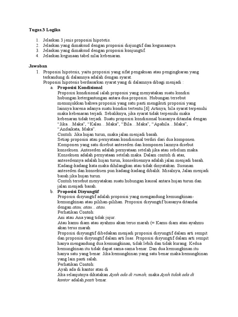 Tugas 3 Logika | PDF | Filsafat