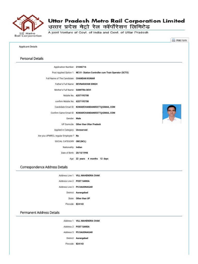 Applicant Details for SCTO Position | PDF