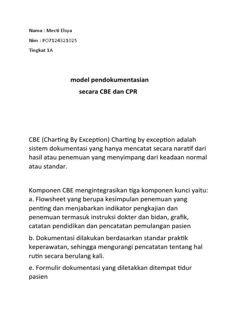 Mecti Elsya - Dokumentasi Cbe Dan CPR | PDF