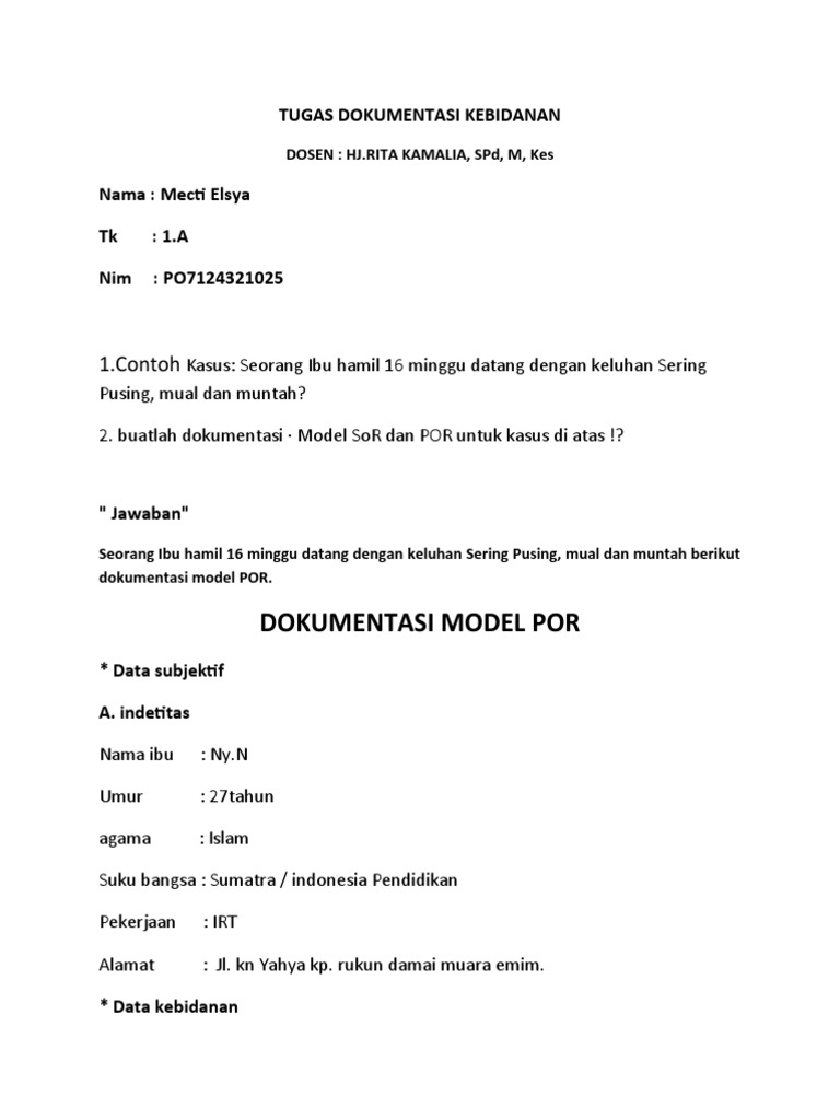Mecti Elsya - Dokumentasi SOR Dan POR | PDF