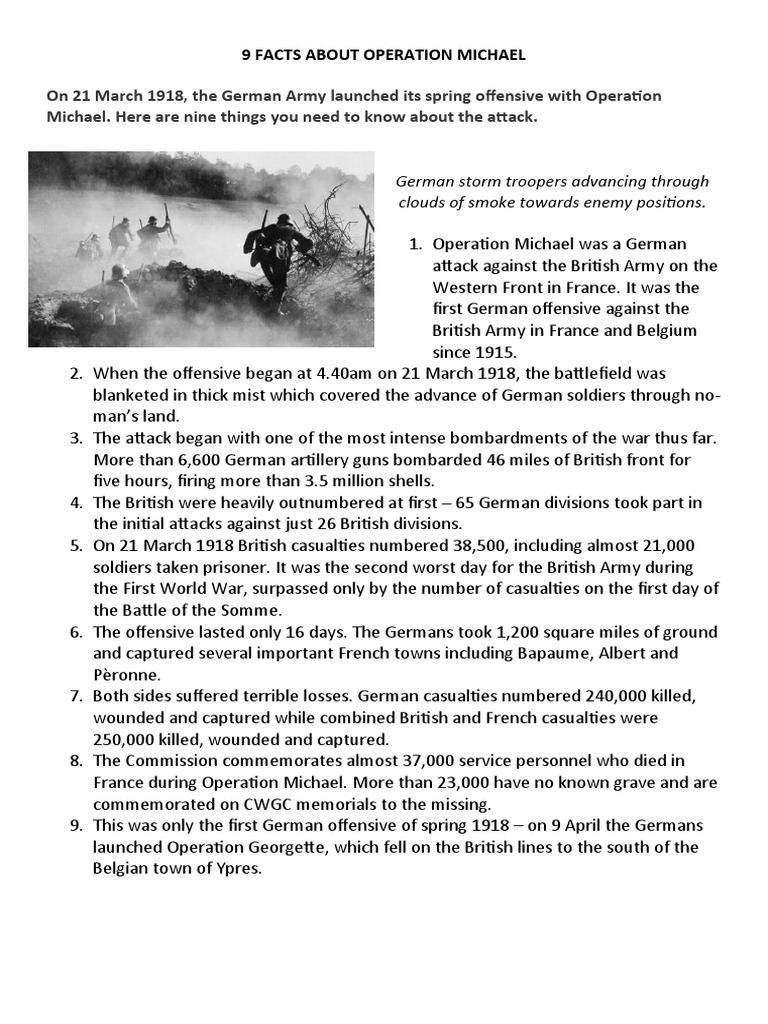 On 21 March 1918, The German Army Launched Its Spring Offensive With ...