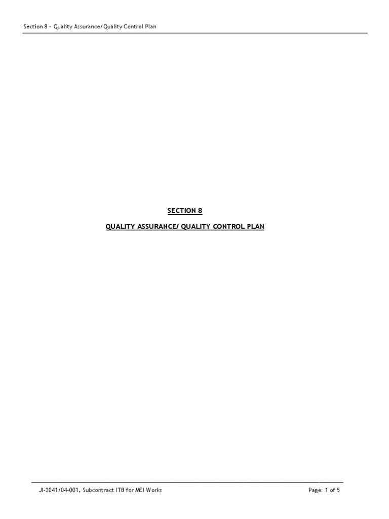 Section 8 - QA QC Plan | PDF | Iso 9000 | Quality Management System