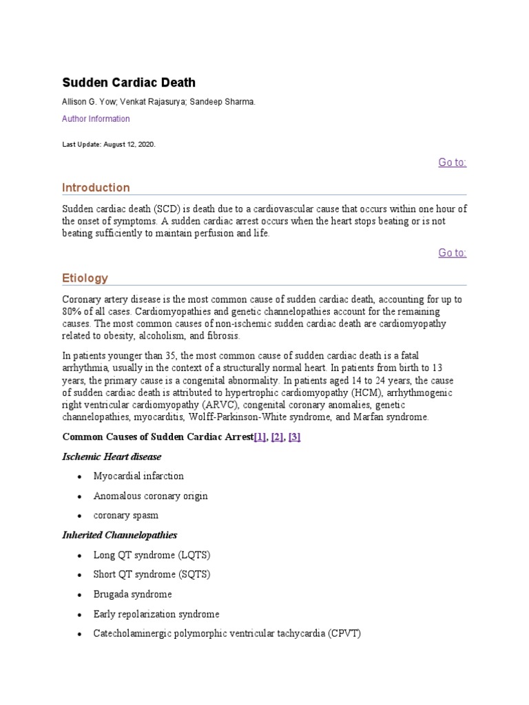 An Overview of Sudden Cardiac Death: Etiology, Pathophysiology ...