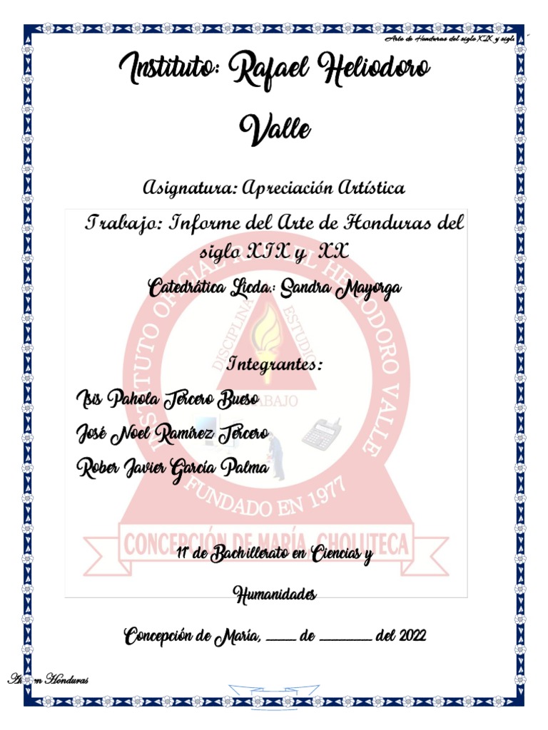 Informe Isis Arte en Honduras Siglo Xix y XX | PDF | Honduras | Pinturas