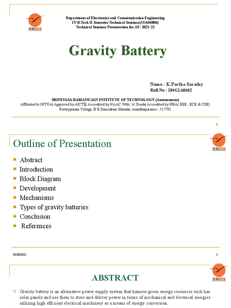 Gravity Battery | PDF | Nature | Sustainable Technologies