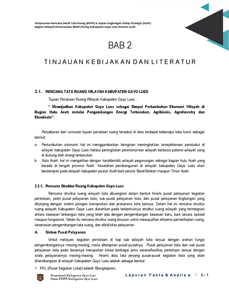 BAB 2 Tinjauan Kebijakan Penataan Ruang | PDF