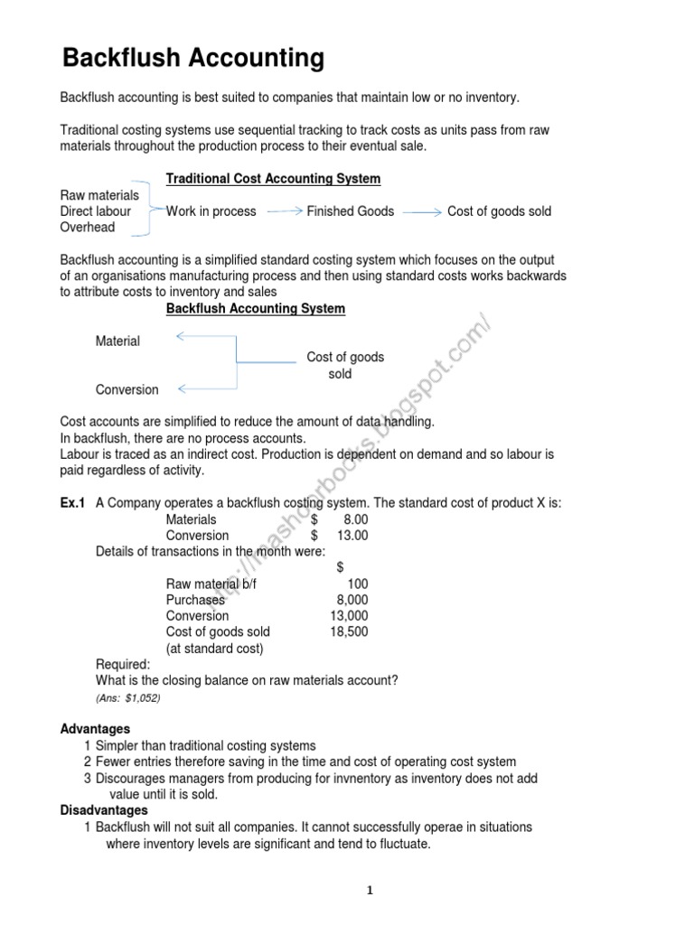 Backflush Accounting: Traditional Cost Accounting System | PDF ...