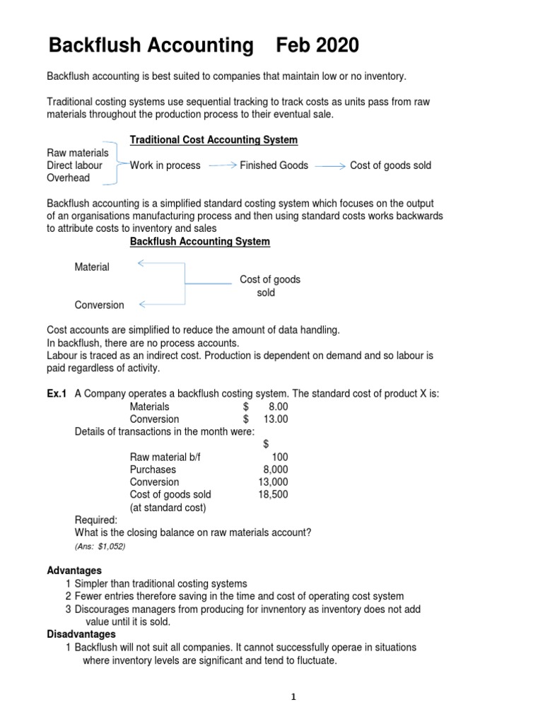 Backflush Accounting Feb 2020: Traditional Cost Accounting System | PDF ...