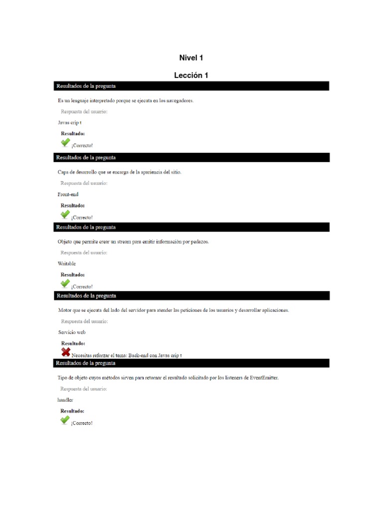 Respuestas Desarrollador de JavaScript (Node JS) | PDF Respuestas Desarrollador de JavaScript (Node JS) | PDF