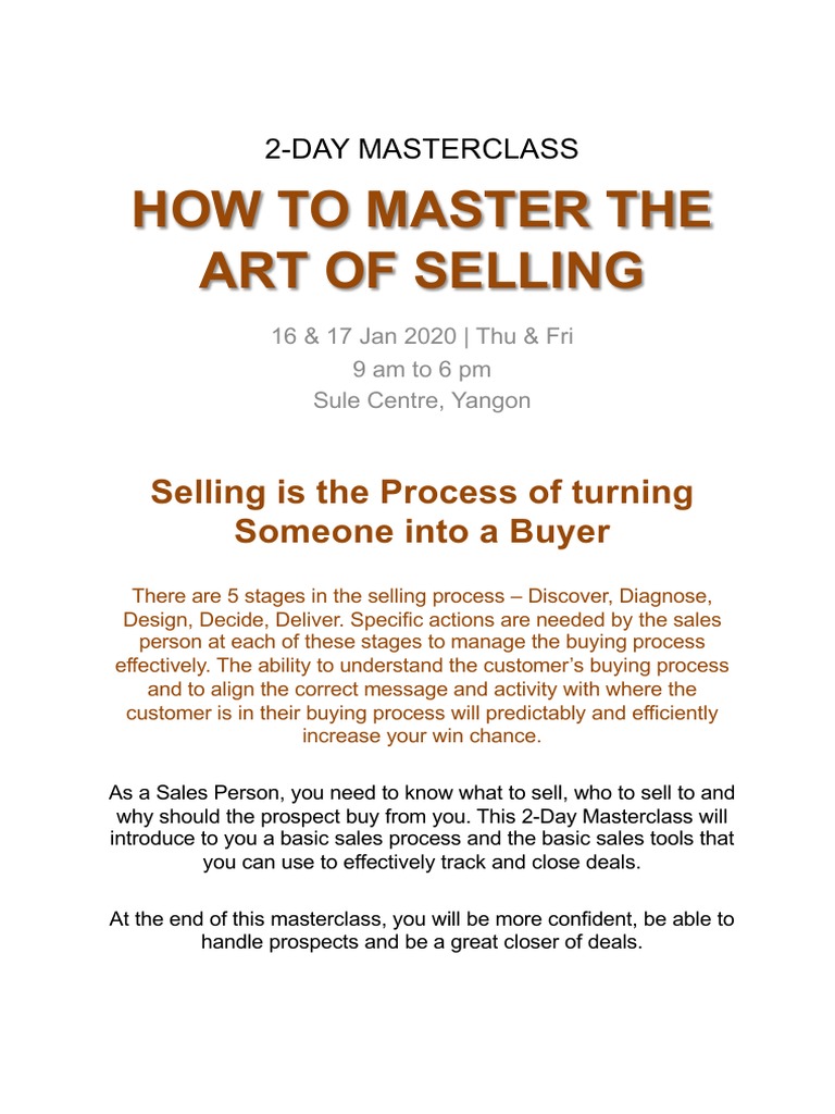 How To Master The Art of Selling | PDF | Sales | Marketing