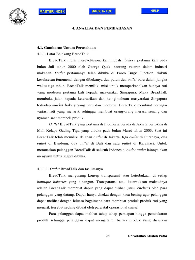 Analisa Dan Pembahasan: Outlet Breadtalk Yang Pertama Di Indonesia ...